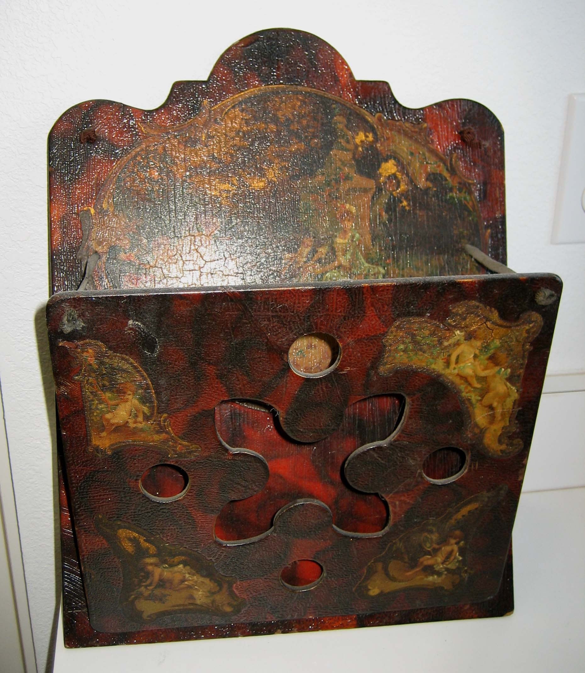 Antique Victorian Cherub decorative wood wall letter Holder | Sondra ...