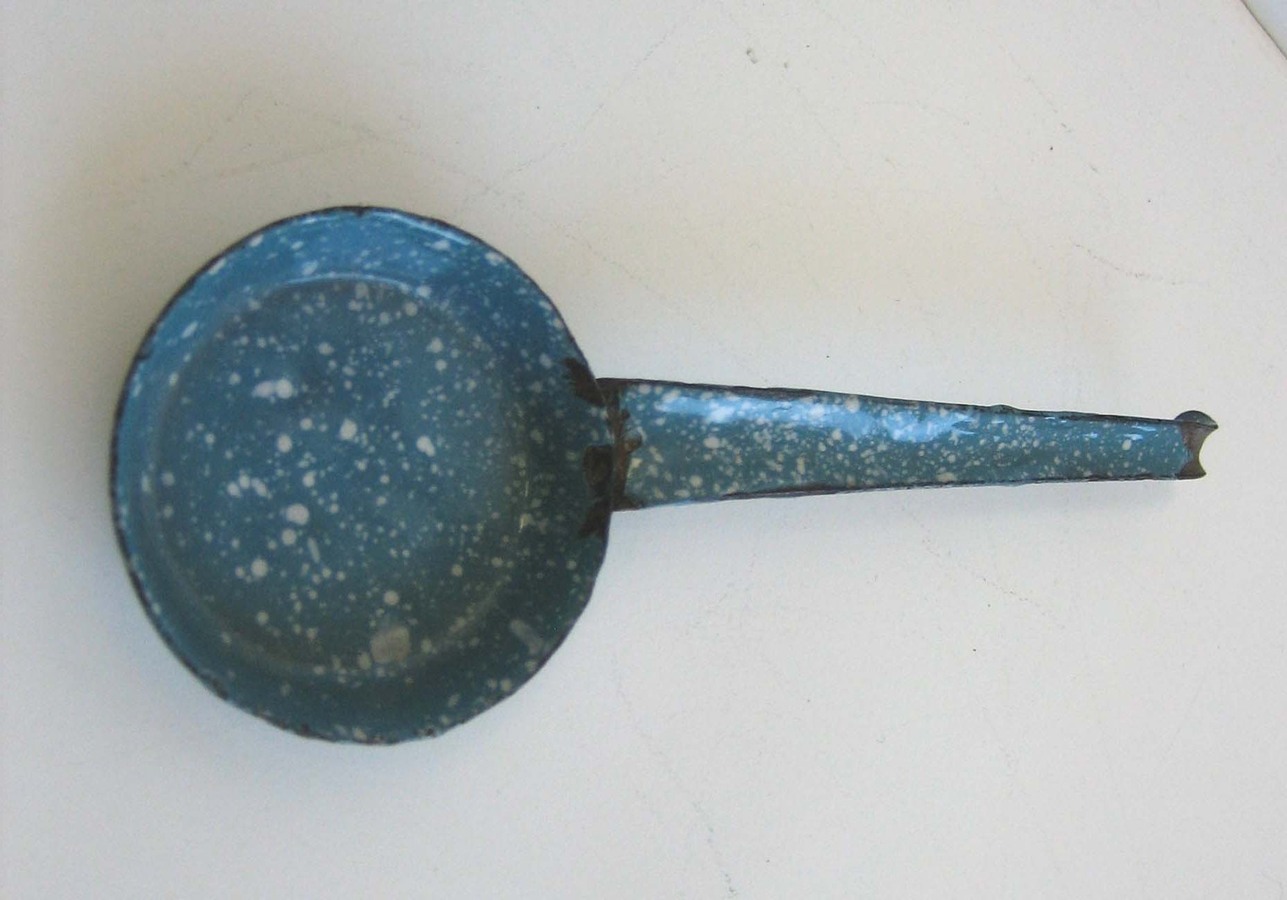 Antique German kitchen miniature graniteware enamel Small fry pan ...